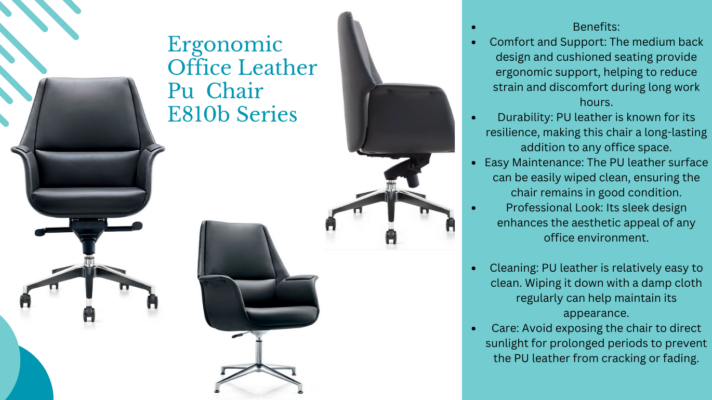 E810B- Medium Back Leather Chair PU