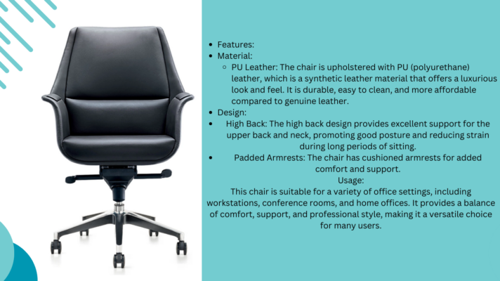 E810B- Medium Back Leather Chair PU